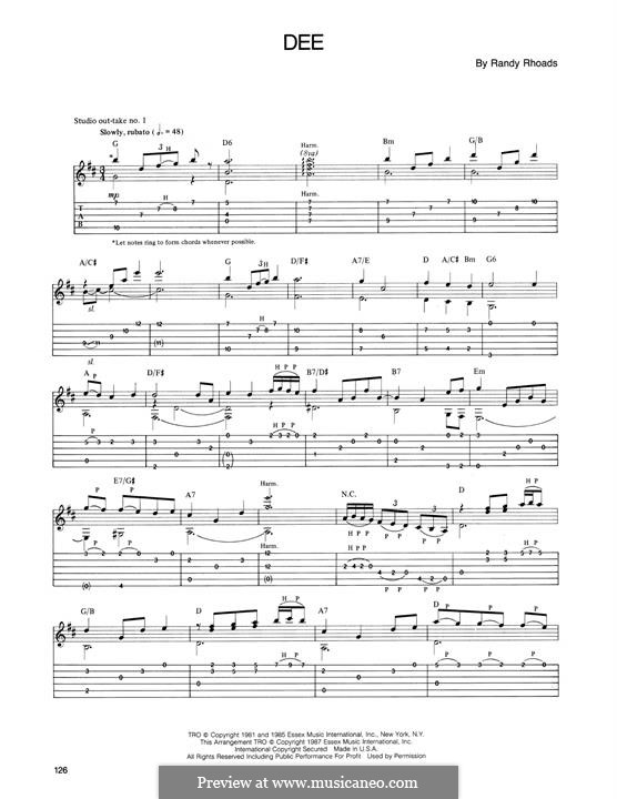 Dee by R. Rhoads - sheet music on MusicaNeo
