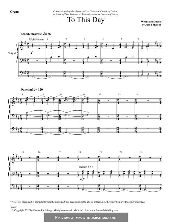 To This Day by J. Shelton - sheet music on MusicaNeo