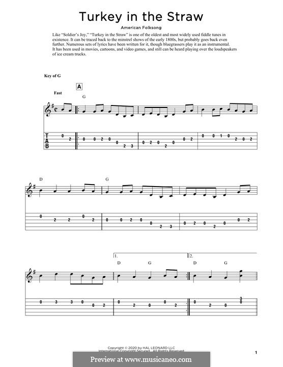 Turkey in the Straw by folklore - sheet music on MusicaNeo