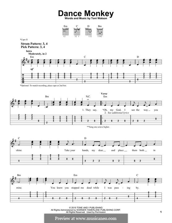 Dance Monkey (Tones And I) by T. Watson - sheet music on MusicaNeo