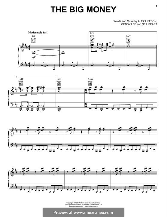 The Big Money (Rush) by A. Lifeson - sheet music on MusicaNeo