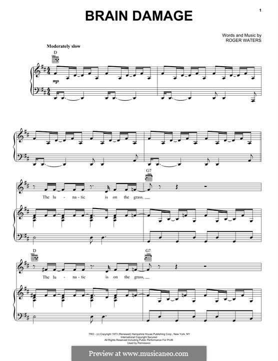 Brain Damage (Pink Floyd) by R. Waters - sheet music on MusicaNeo