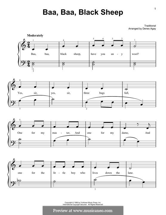 Baa Baa Black Sheep by folklore - sheet music on MusicaNeo