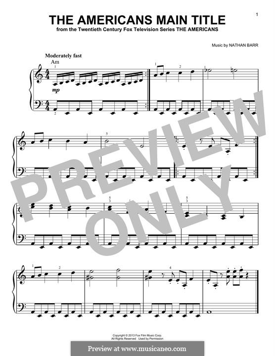 The Americans Main Title by N. Barr - sheet music on MusicaNeo