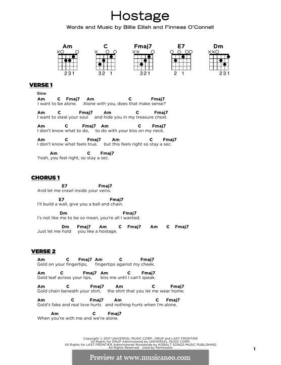 Hostage by F. O'Connell, B. Eilish - sheet music on MusicaNeo