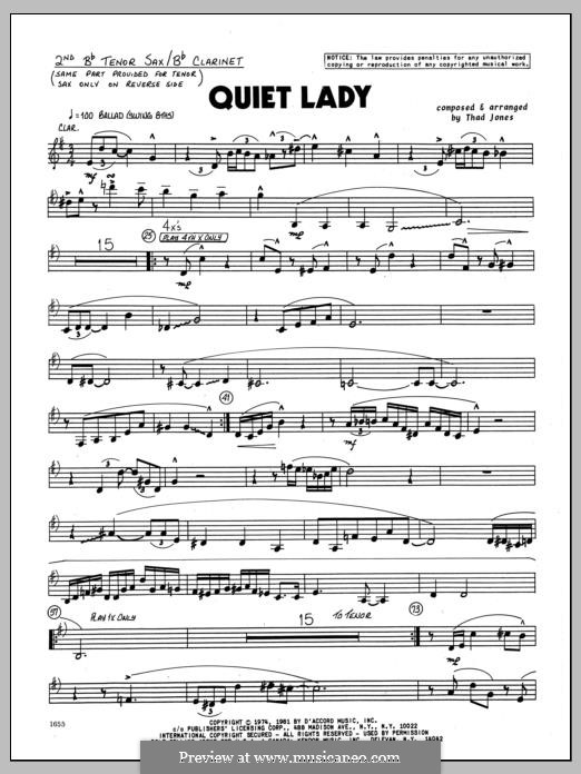 Quiet Lady by T. Jones - sheet music on MusicaNeo