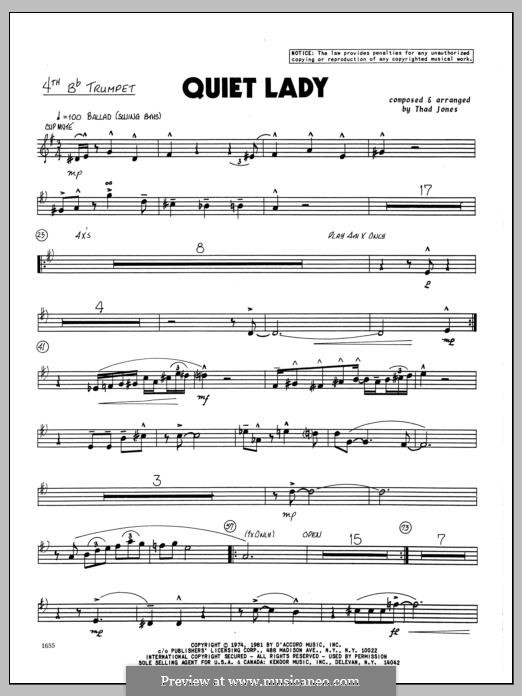 Quiet Lady by T. Jones - sheet music on MusicaNeo