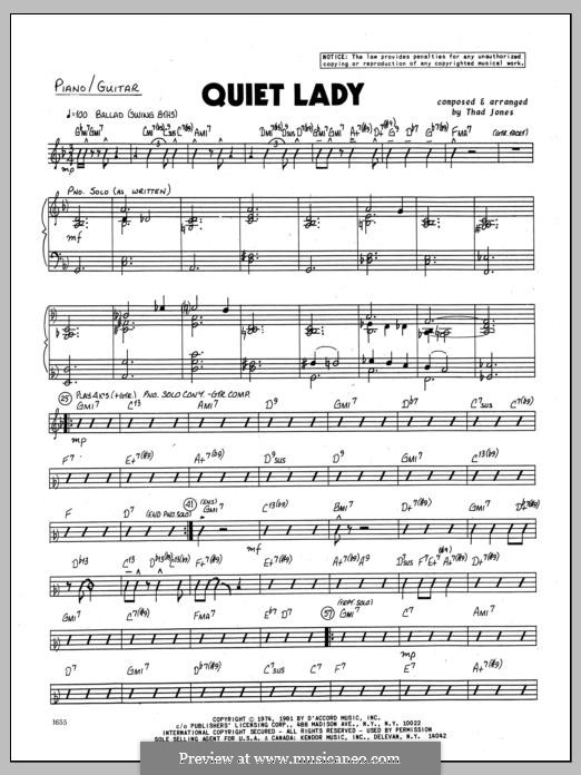 Quiet Lady by T. Jones - sheet music on MusicaNeo