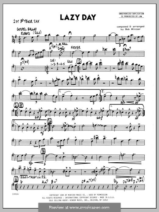 Lazy Day by B. Mintzer - sheet music on MusicaNeo