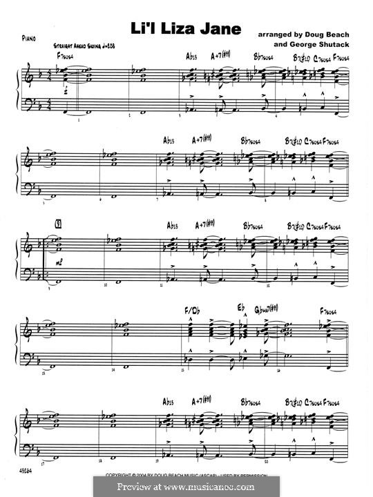 Li'l Liza Jane by D. Beach - sheet music on MusicaNeo