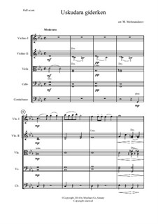 Turkish Folk song 'Uskudara Giderken' (score & parts) by folklore on ...