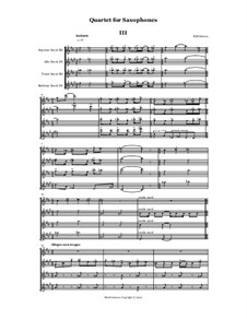 Quartet for Saxophones Mvt III by M. Galavan - sheet music on MusicaNeo