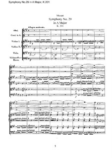 Symphony No.29 in A Major, K.201 by W.A. Mozart - sheet music on MusicaNeo