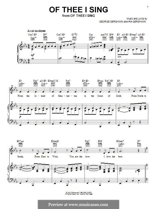 Of Thee I Sing by G. Gershwin - sheet music on MusicaNeo