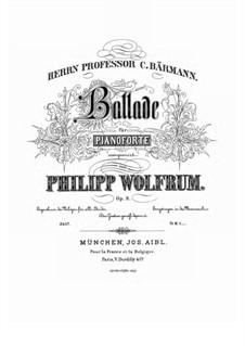 Ballade, Op.8 by P. Wolfrum - sheet music on MusicaNeo