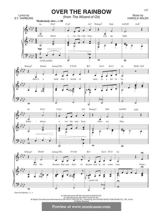 Vocal version (Over The Rainbow) by H. Arlen - sheet music on MusicaNeo