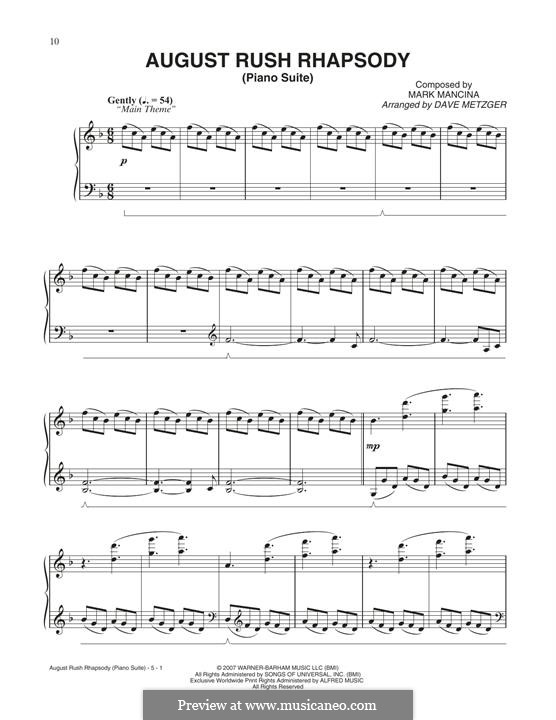 August Rush Rhapsody (Piano Suite) by M. Mancina - sheet music on MusicaNeo