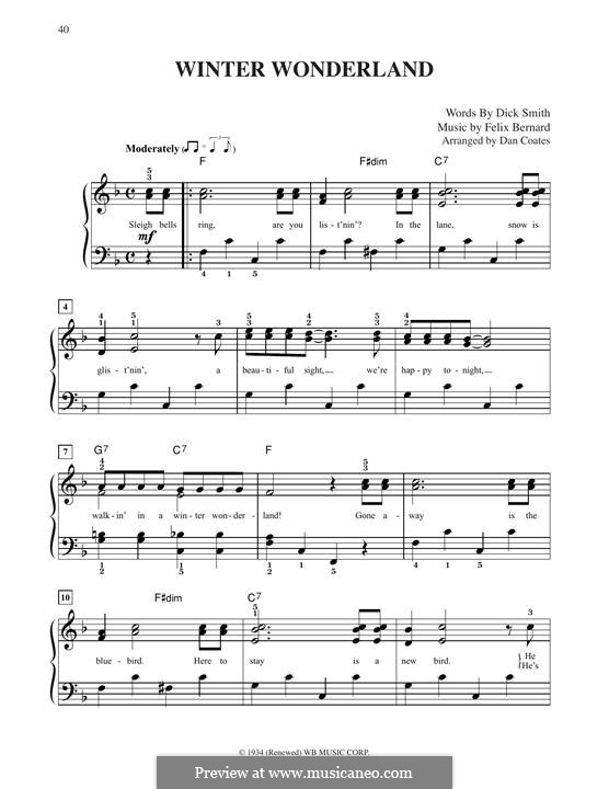 Piano version (Winter Wonderland) by F. Bernard - sheet music on MusicaNeo
