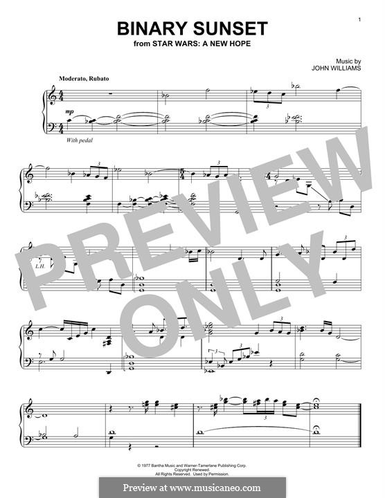 Binary Sunset (from Star Wars: A New Hope) by J. Williams on MusicaNeo