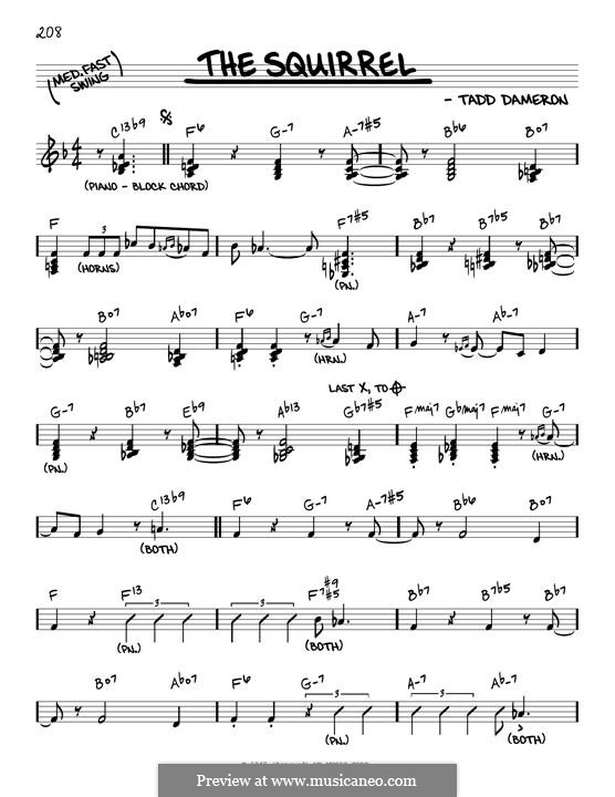 The Squirrel by T. Dameron - sheet music on MusicaNeo