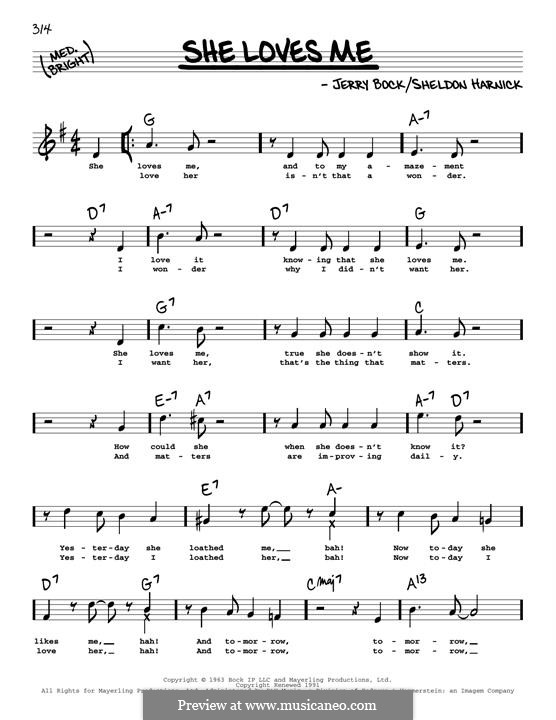 She Loves Me by J. Bock - sheet music on MusicaNeo