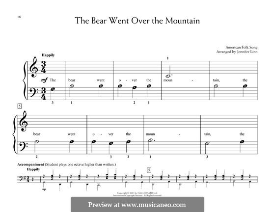 The Bear Went Over the Mountain by folklore - sheet music on MusicaNeo