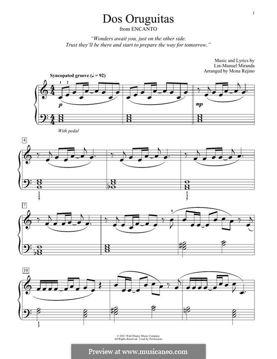Dos Oruguitas (from Encanto) by L. Miranda - sheet music on MusicaNeo