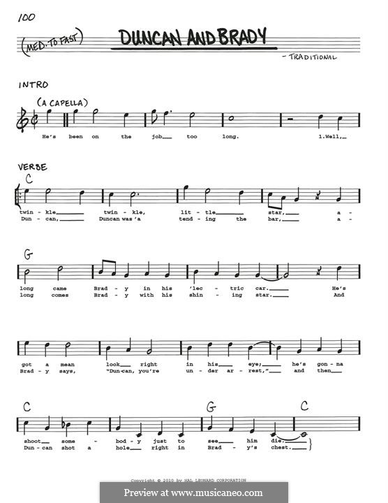 Duncan And Brady by folklore - sheet music on MusicaNeo
