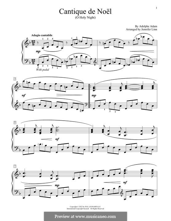 Cantique De Noel by folklore - sheet music on MusicaNeo