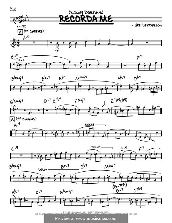 Recorda Me by J. Henderson - sheet music on MusicaNeo