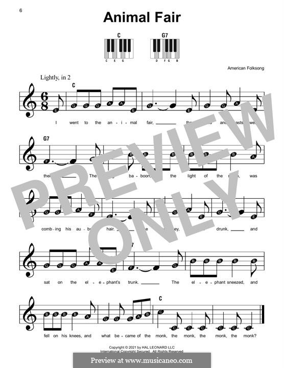 Animal Fair by folklore - sheet music on MusicaNeo