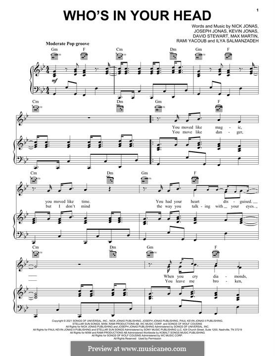 Who's In Your Head (Jonas Brothers) by J. Jonas - sheet music on MusicaNeo