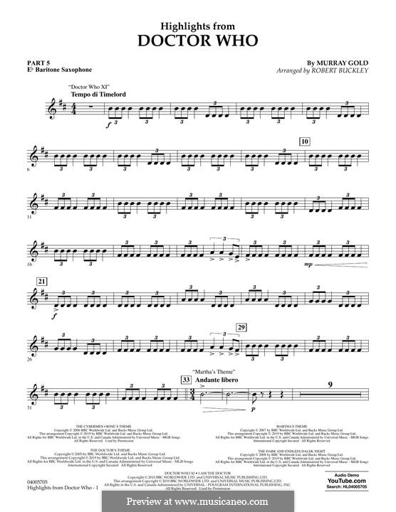 Highlights from Doctor Who by M. Gold - sheet music on MusicaNeo