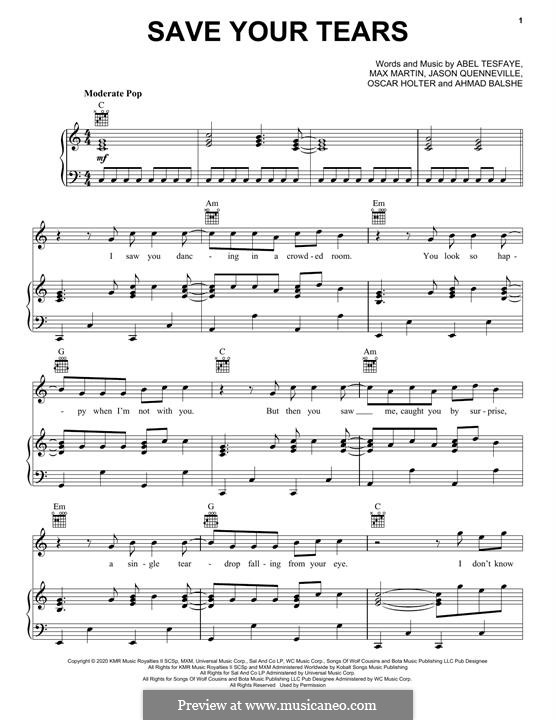 Save Your Tears (The Weeknd) by Max Martin, A. Tesfaye on MusicaNeo