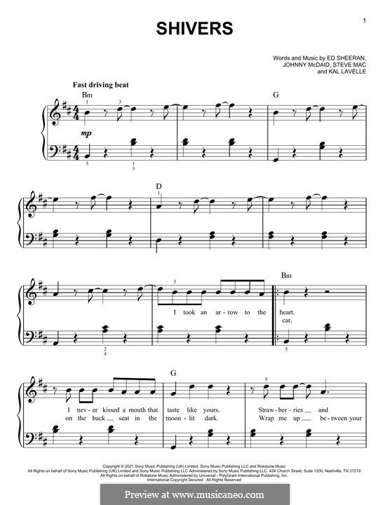 Shivers by E. Sheeran - sheet music on MusicaNeo
