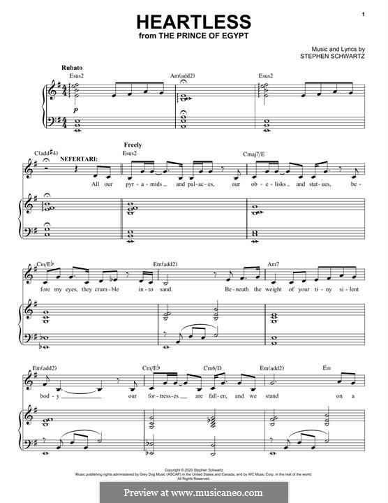 Heartless (from The Prince Of Egypt: A New Musical) by S. Schwartz on ...