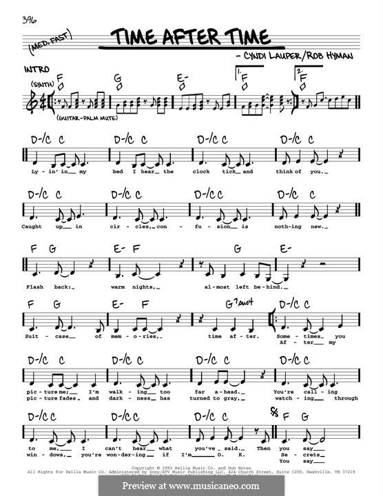 Time after Time by C. Lauper, R. Hyman - sheet music on MusicaNeo