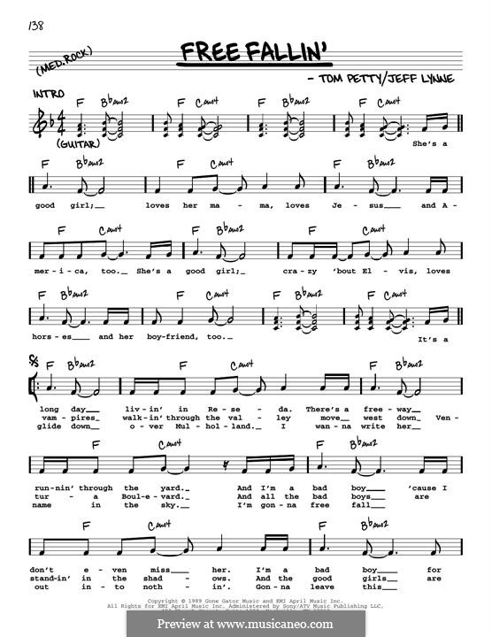 Free Fallin' by J. Lynne - sheet music on MusicaNeo