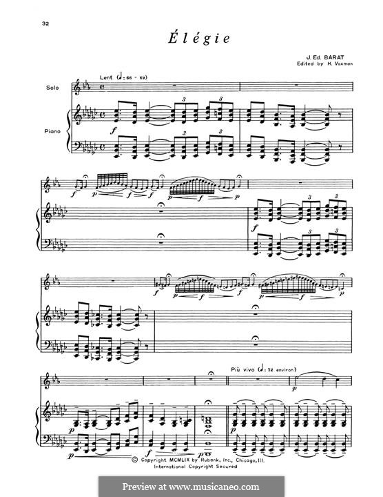 Elegie by J.E. Barat - sheet music on MusicaNeo