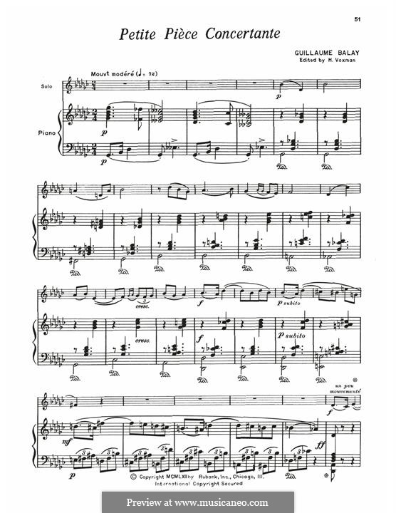 Petite Piece Concertante by G. Balay - sheet music on MusicaNeo