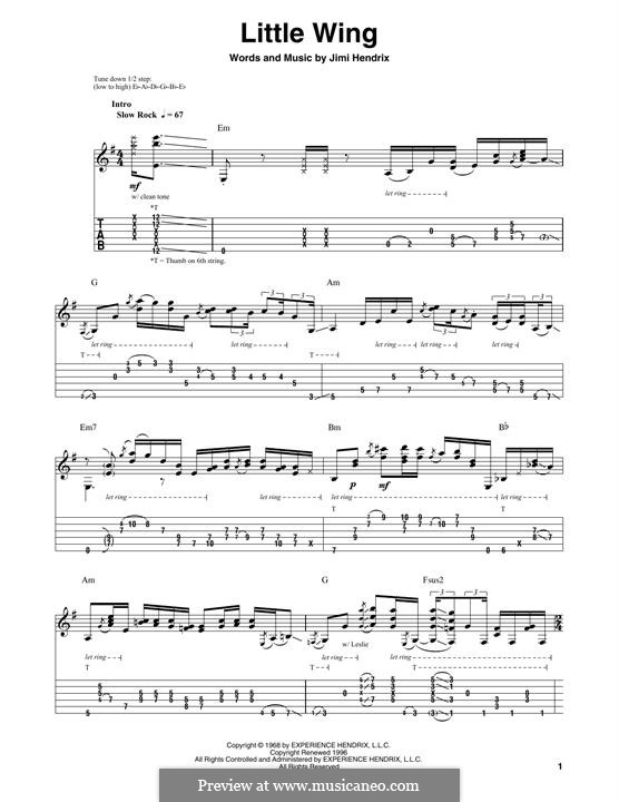 Little Wing by J. Hendrix - sheet music on MusicaNeo