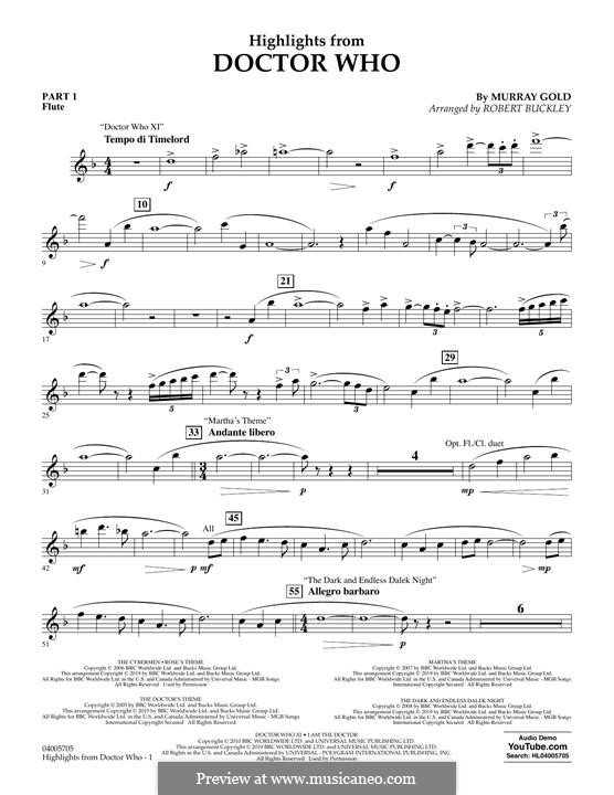 Highlights from Doctor Who by M. Gold - sheet music on MusicaNeo
