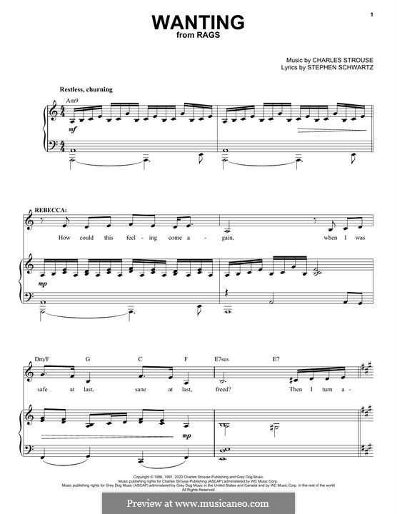 Wanting (from Rags: The Musical) by C. Strouse - sheet music on MusicaNeo