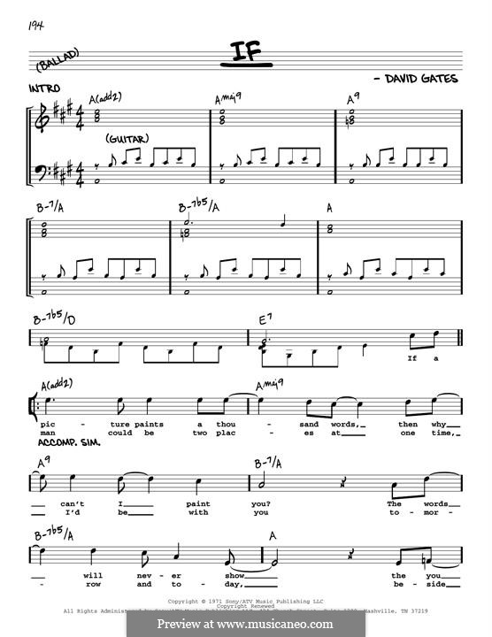 If (Bread) by D. Gates - sheet music on MusicaNeo