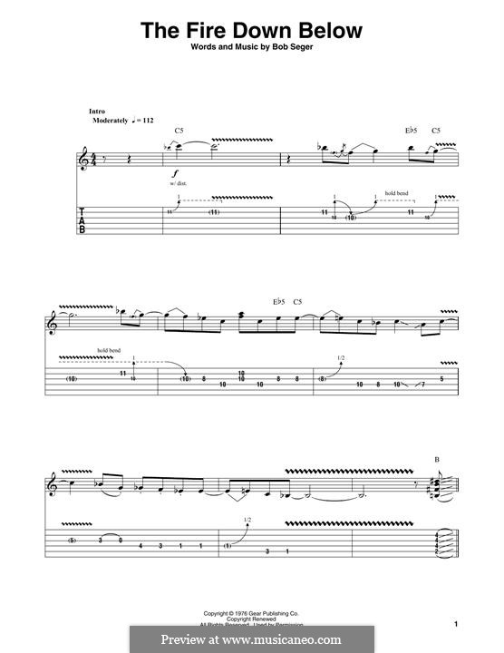 The Fire Down Below by B. Seger - sheet music on MusicaNeo