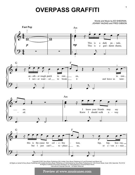 Overpass Graffiti by E. Sheeran - sheet music on MusicaNeo