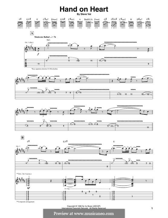 Hand On Heart by S. Vai - sheet music on MusicaNeo