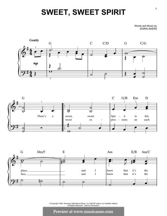 Sweet, Sweet Spirit by D. Akers - sheet music on MusicaNeo
