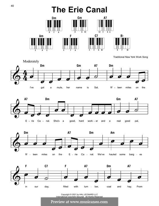 The Erie Canal by folklore - sheet music on MusicaNeo