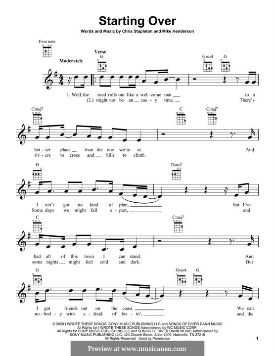 Starting Over by C. Stapleton - sheet music on MusicaNeo